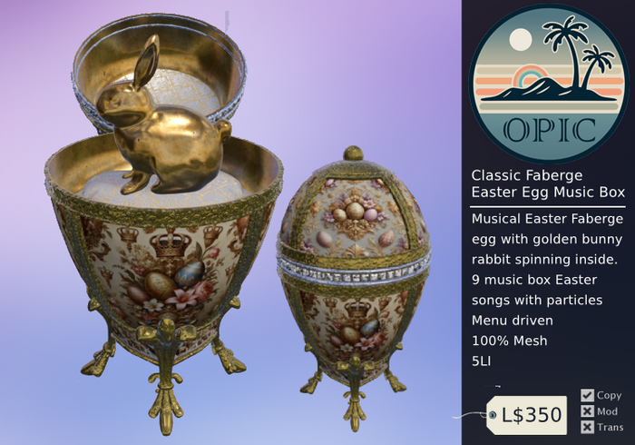 Second Life Marketplace - [OPIC] Classic Faberge Easter Egg Music Box (add to unpack)